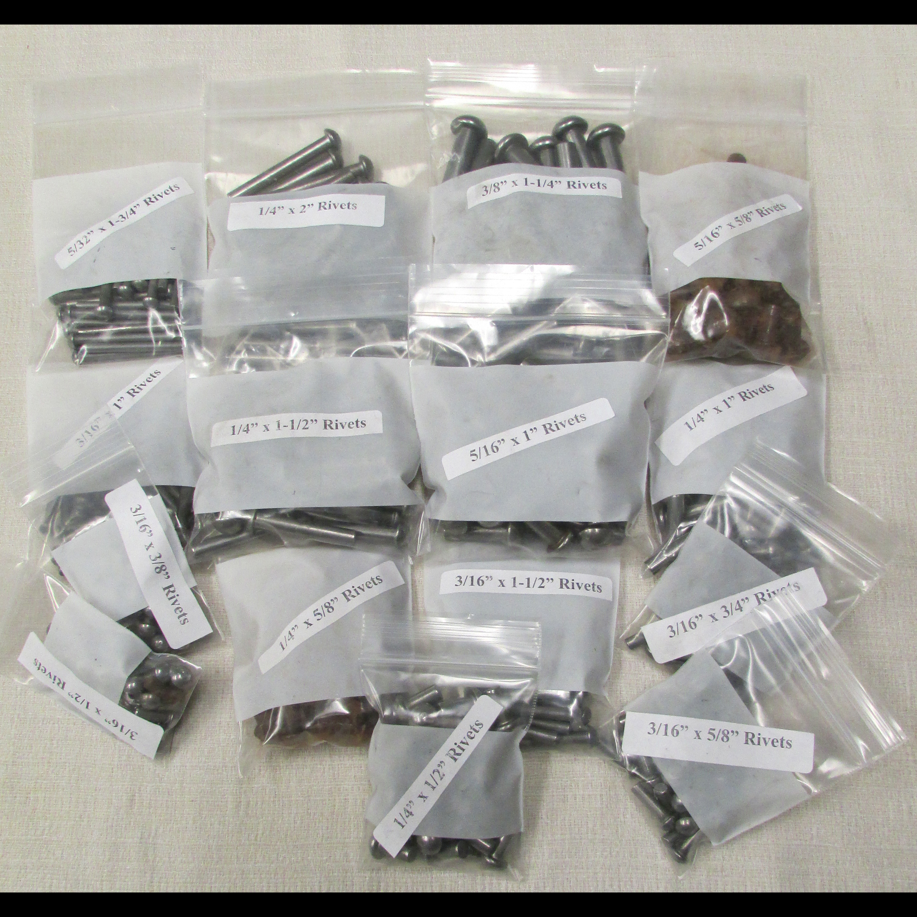 15 Assorted Steel Button Head Rivet Sizes-centaurforge.com